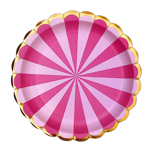 Plato Ruleta Ondas Rosa Pastel y Rosa x8 | Taller Creativo