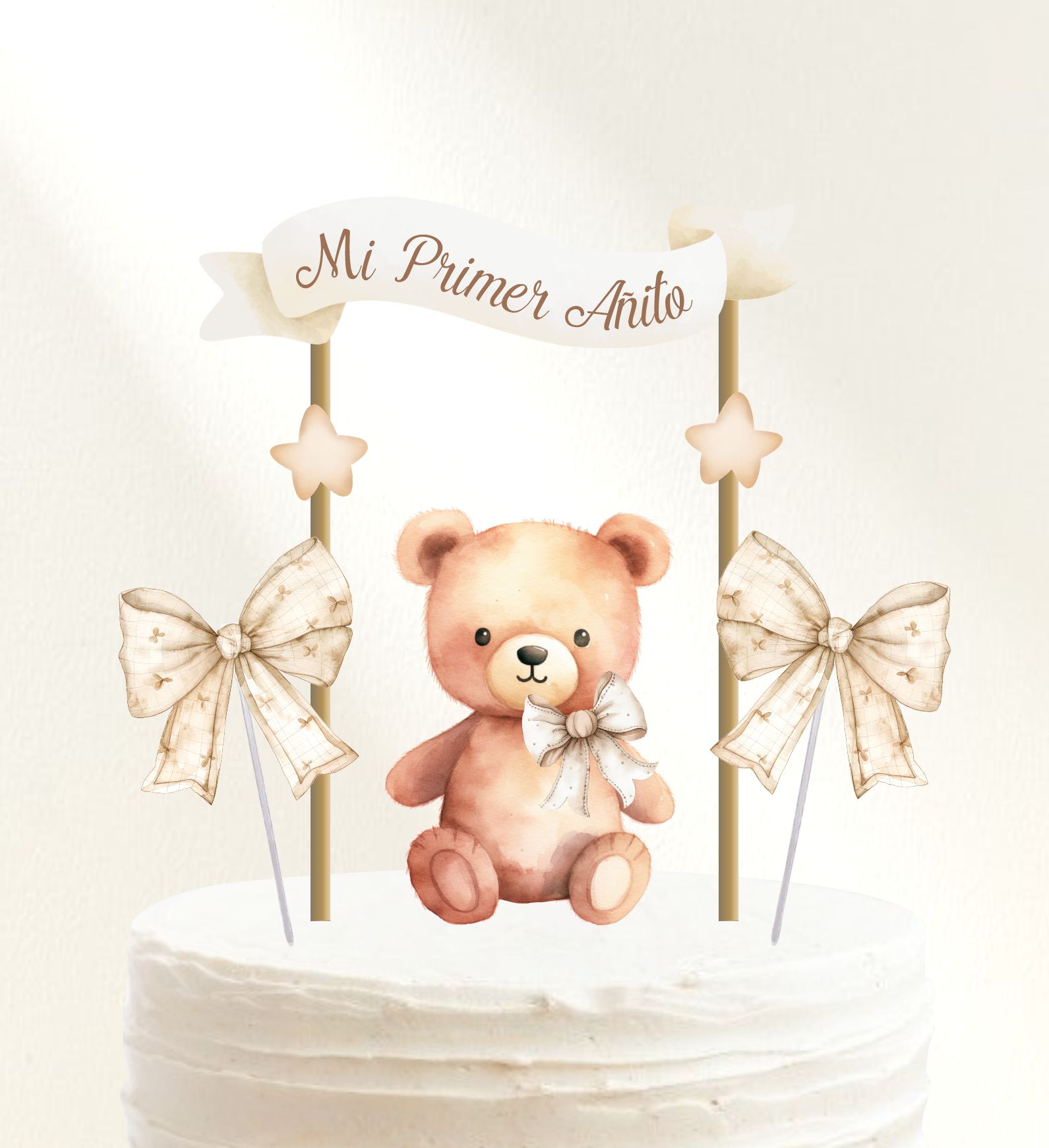 Cake Topper Osito Teddy Primer Añito | Taller Creativo