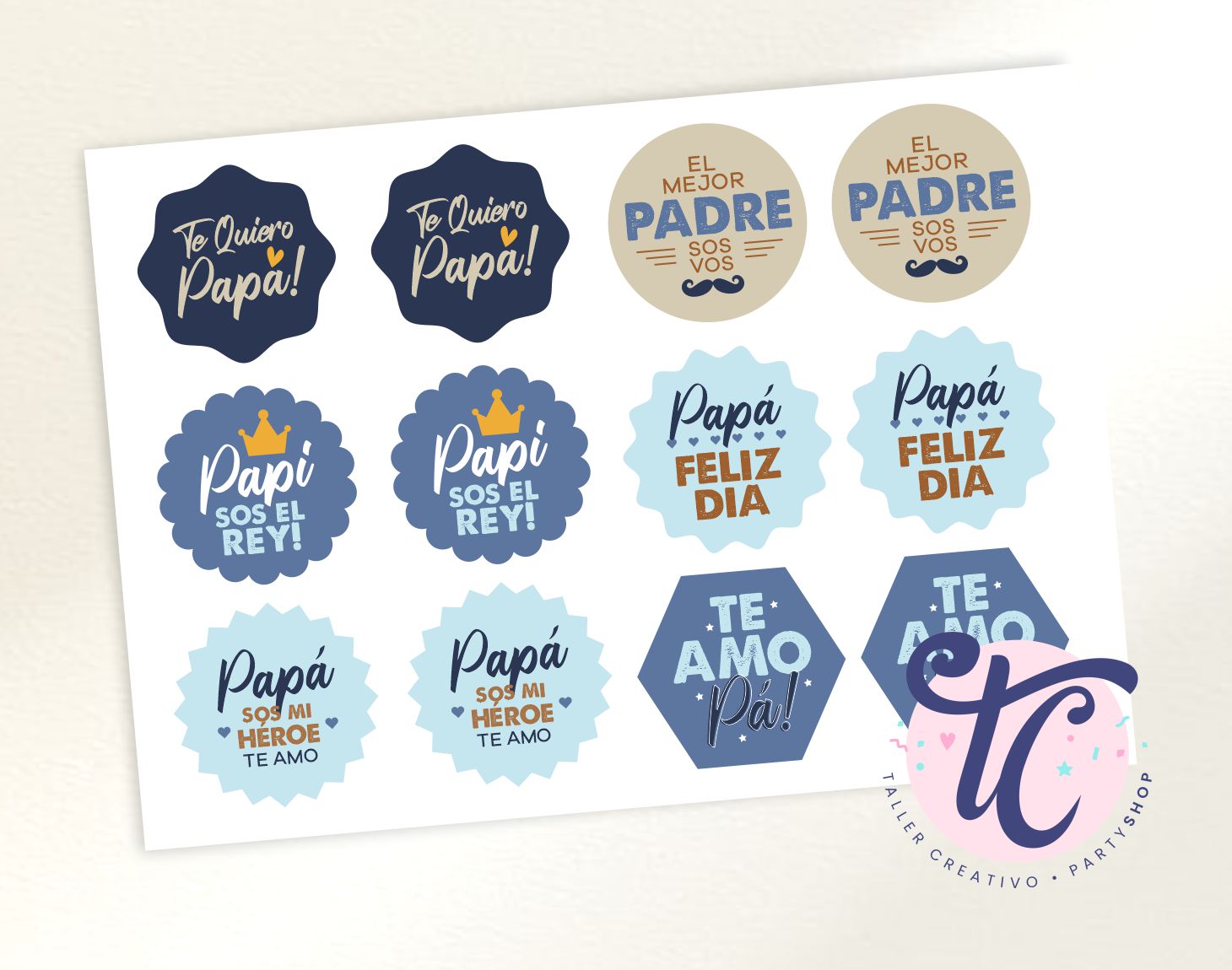 Sticker Día Del Padre Blue X12 Taller Creativo