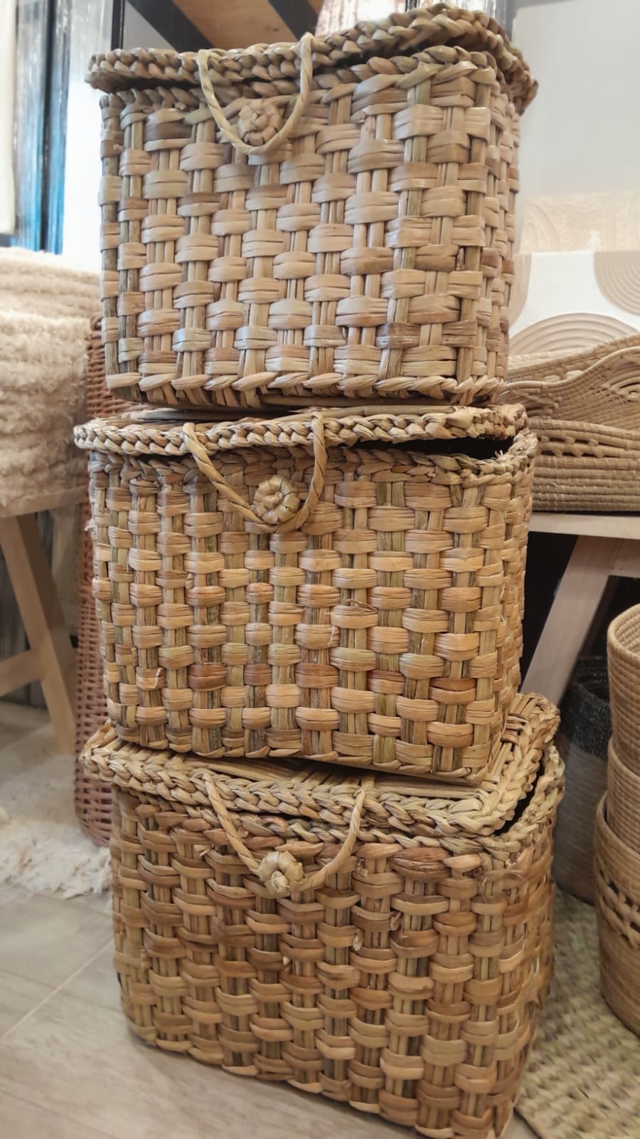 CESTO CANASTO RECTANGULAR DE JUNCO MEDIUM | EL NIDO HOME DECO