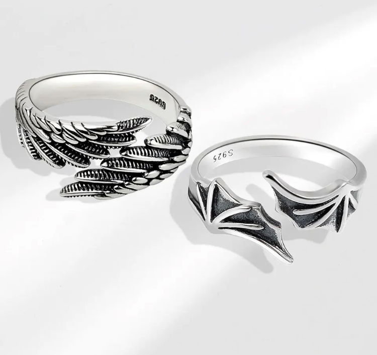 Set anillos compartidos; anillo Diablo + anillo Angel | GOLDEN STOONE