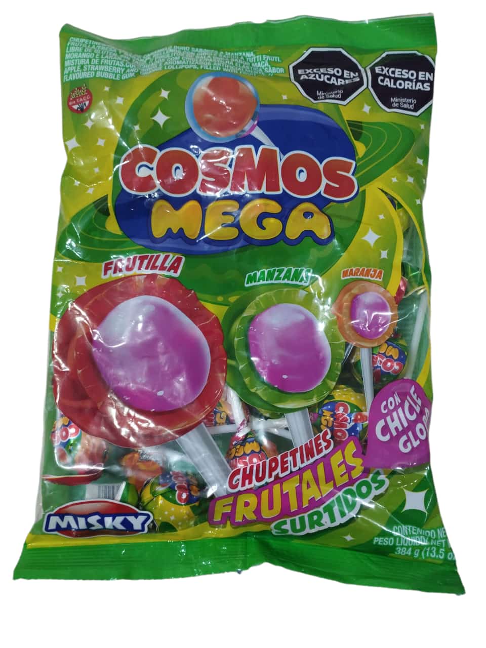 MISKY CHUPETIN COSMO MEGA FRUTALES SURTIDOS CON CHICLE X 24 UND | CANDY ...